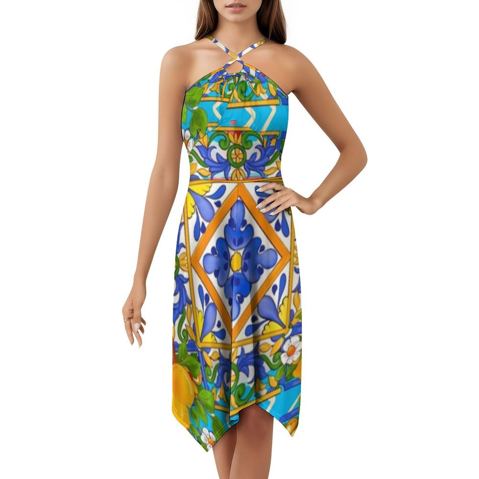 Summer ,Sicilian Tiles ,citrus,lemons ,majolica Mediterranean Dress ...