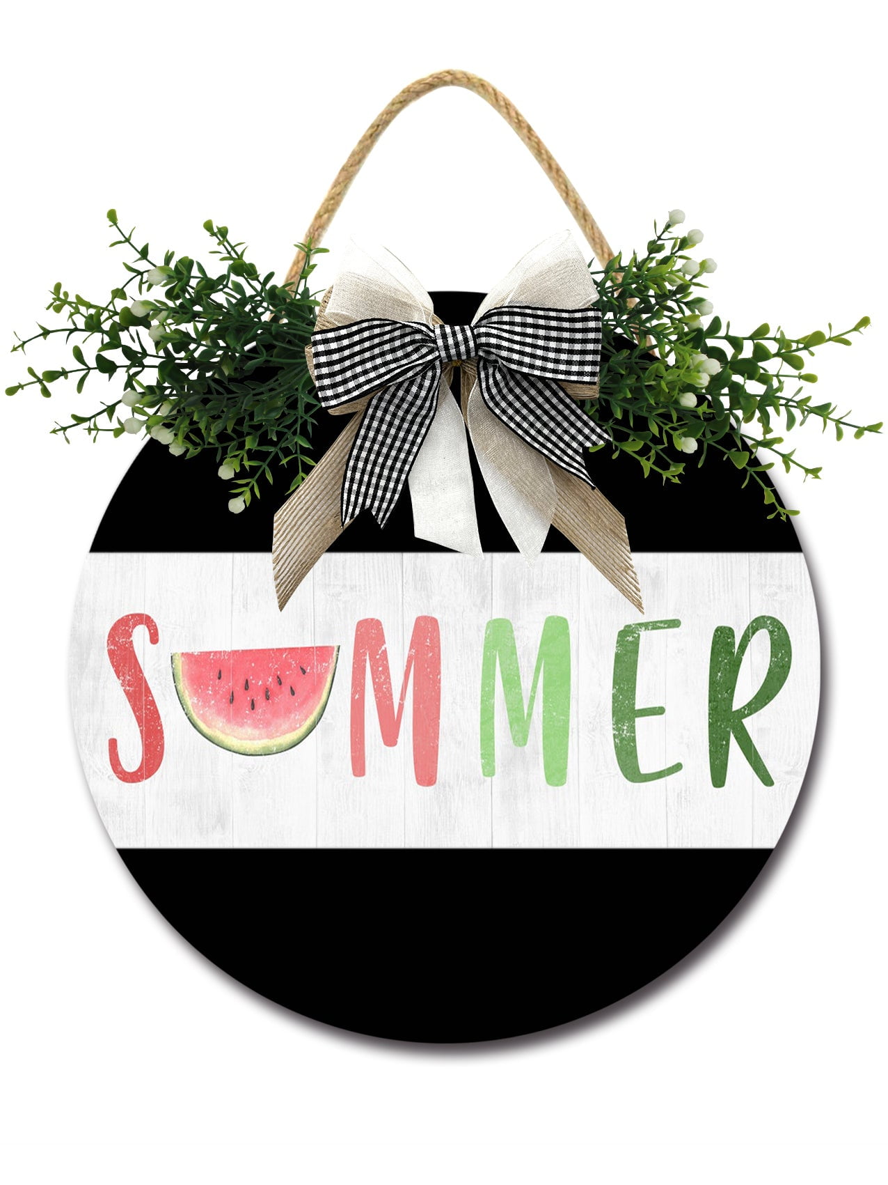 Summer Sign Front Door Porch Decorations, Round Rustic Wood Hanging ...