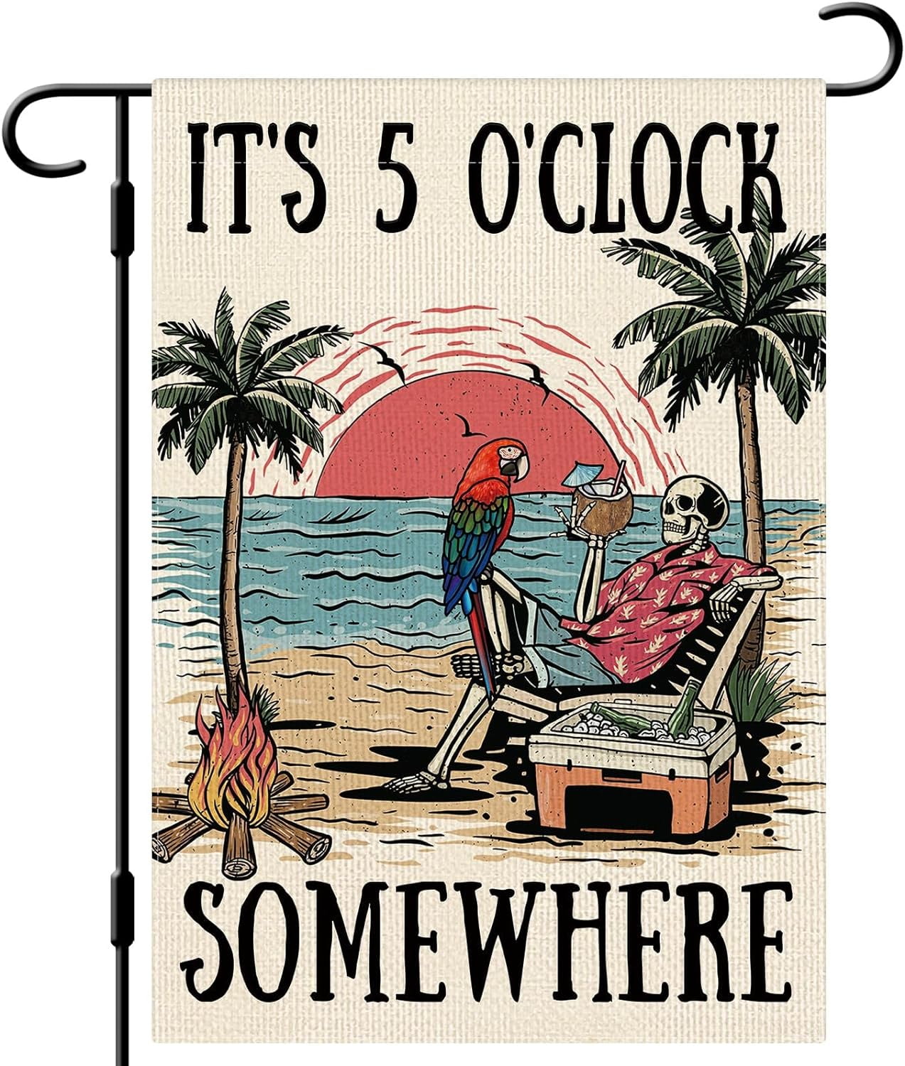 Summer Skeleton Garden Flag It's 5 O'Clock Somewhere Garden Flag 12x18 ...