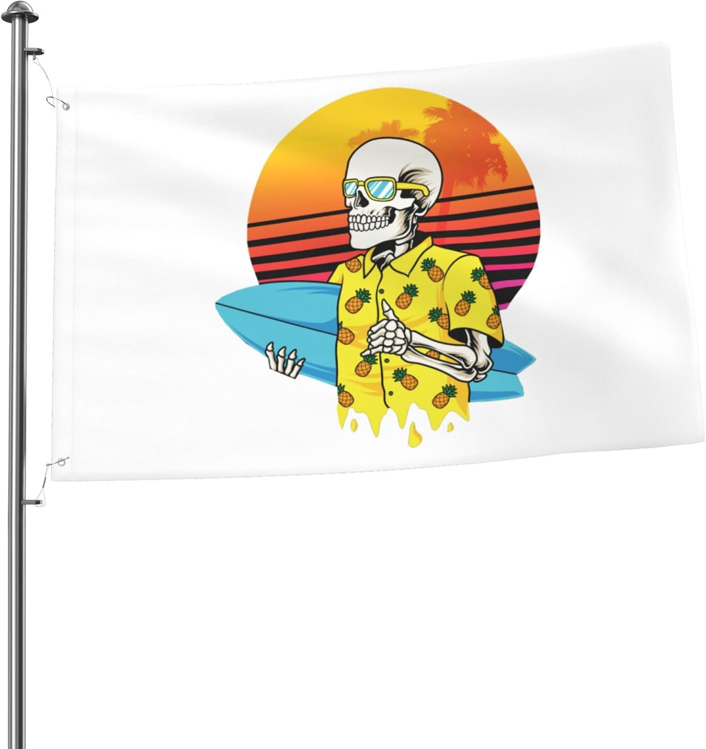 Summer Skull Surfing Flag 2x3 Ft Outdoor Decoration Banner Yard Flag ...