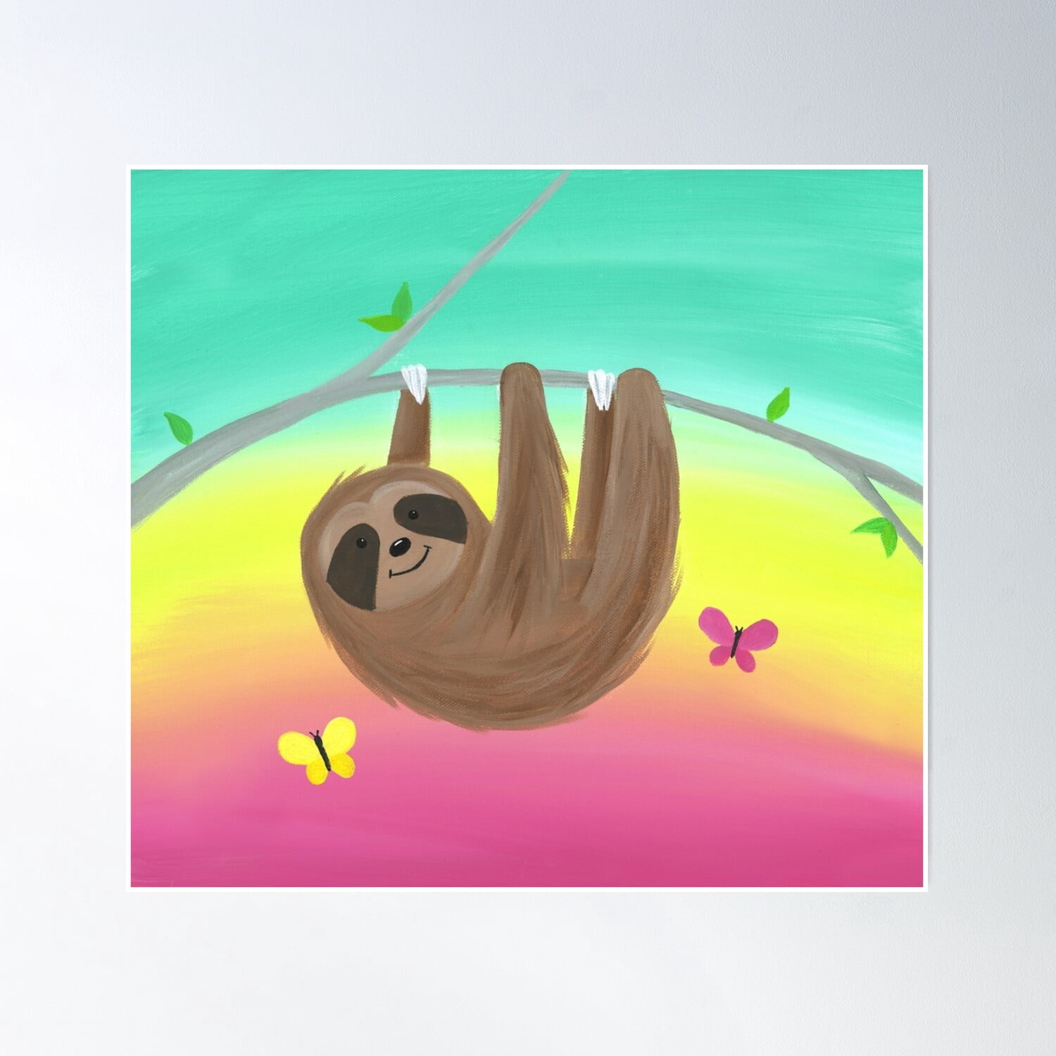 Summer Sloth Poster Wall Art, Modern Wall Decor, 16x16 UNFRAMED ...