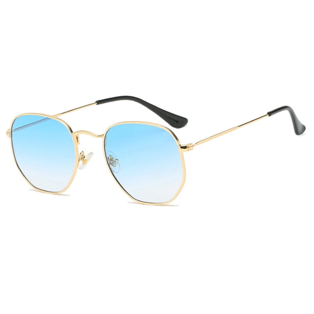 Summer Small Square Sunglasses Metal Polygon Mirrored Lens Frame ...