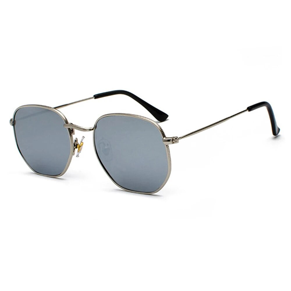 Summer Small Square Sunglasses Metal Polygon Mirrored Lens Frame ...