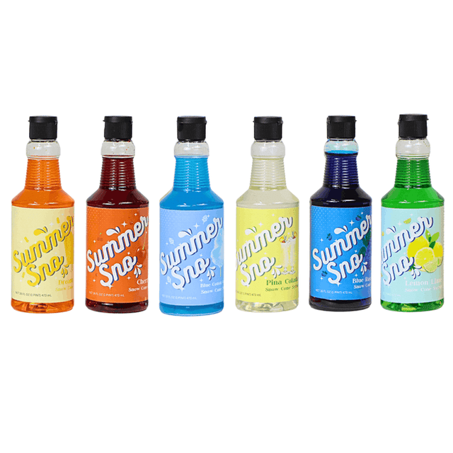 Summer Sno Snow Cone Syrup 6 Pack - Blue Raspberry, Cherry, Pina Colada ...