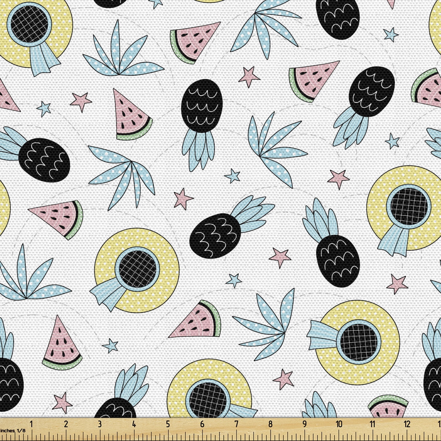 Summer Sofa Upholstery Fabric by the Yard, Hand Drawn Style Pattern ...