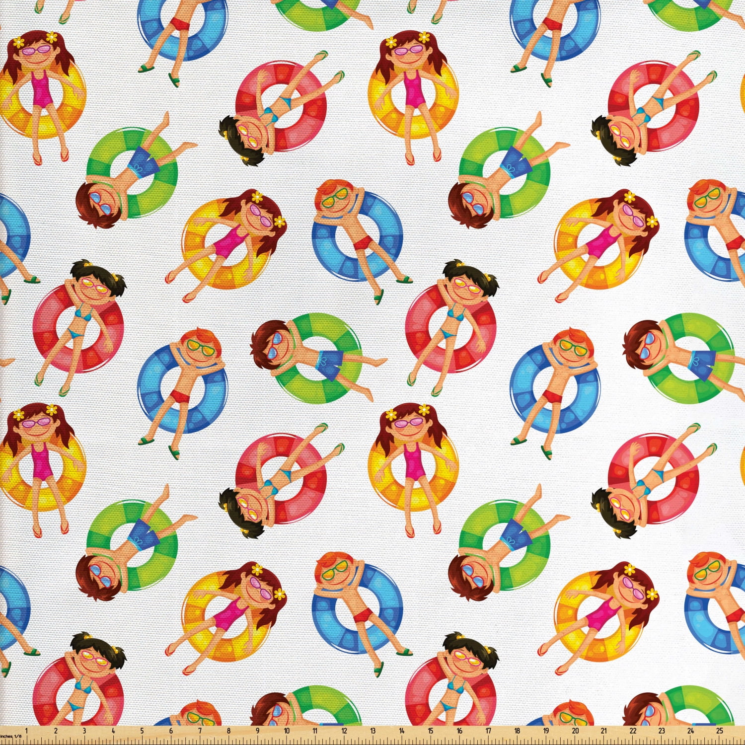 Ambesonne Summer Fabric by the Yard Upholstery, in Pool Summer, 3 Yards ...