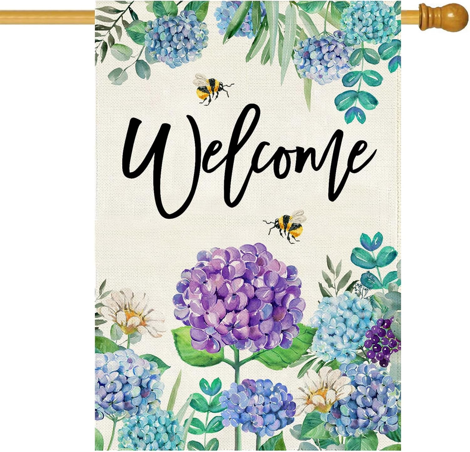 Summer Spring Hydrangea House Flag Double Sided 28x40 Inch, Purple Blue ...