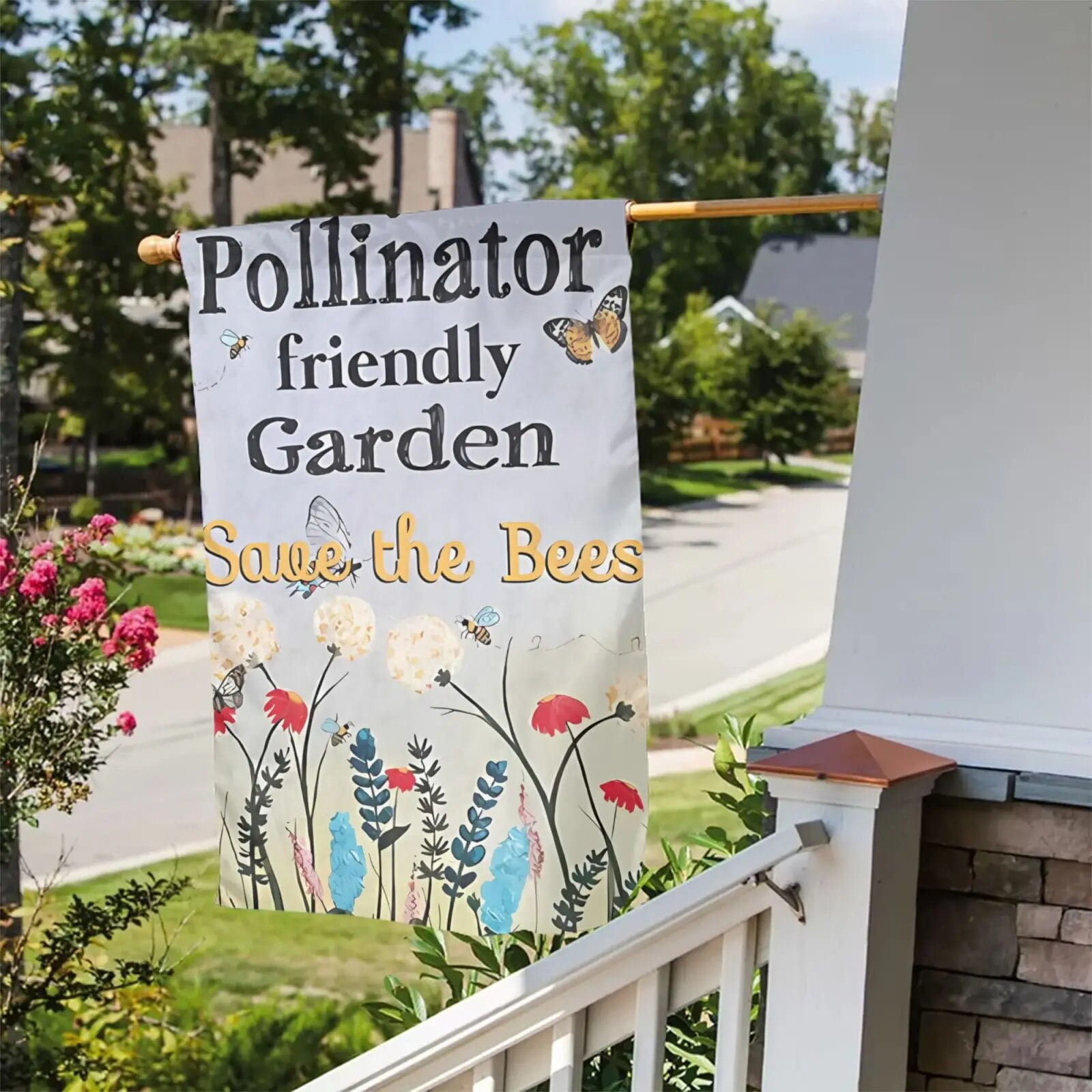 Summer Spring Pollinator The Bee Garden Flag Polyester Vertical Double ...