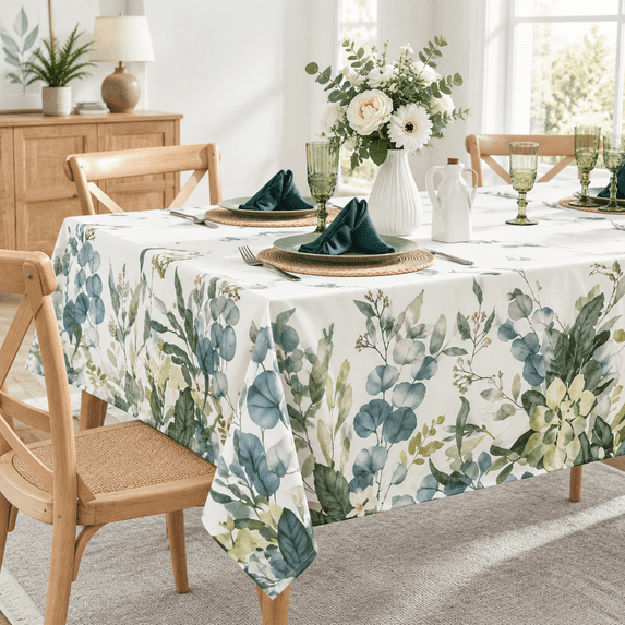 Summer Spring Tablecloth - Waterproof Stain Resistant Eucalyptfldesign ...