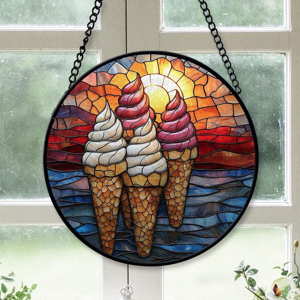 Summer Stained Glass Suncatcher Ornament, Summer Christmas 2025, Summer Stained Glass Decor ...
