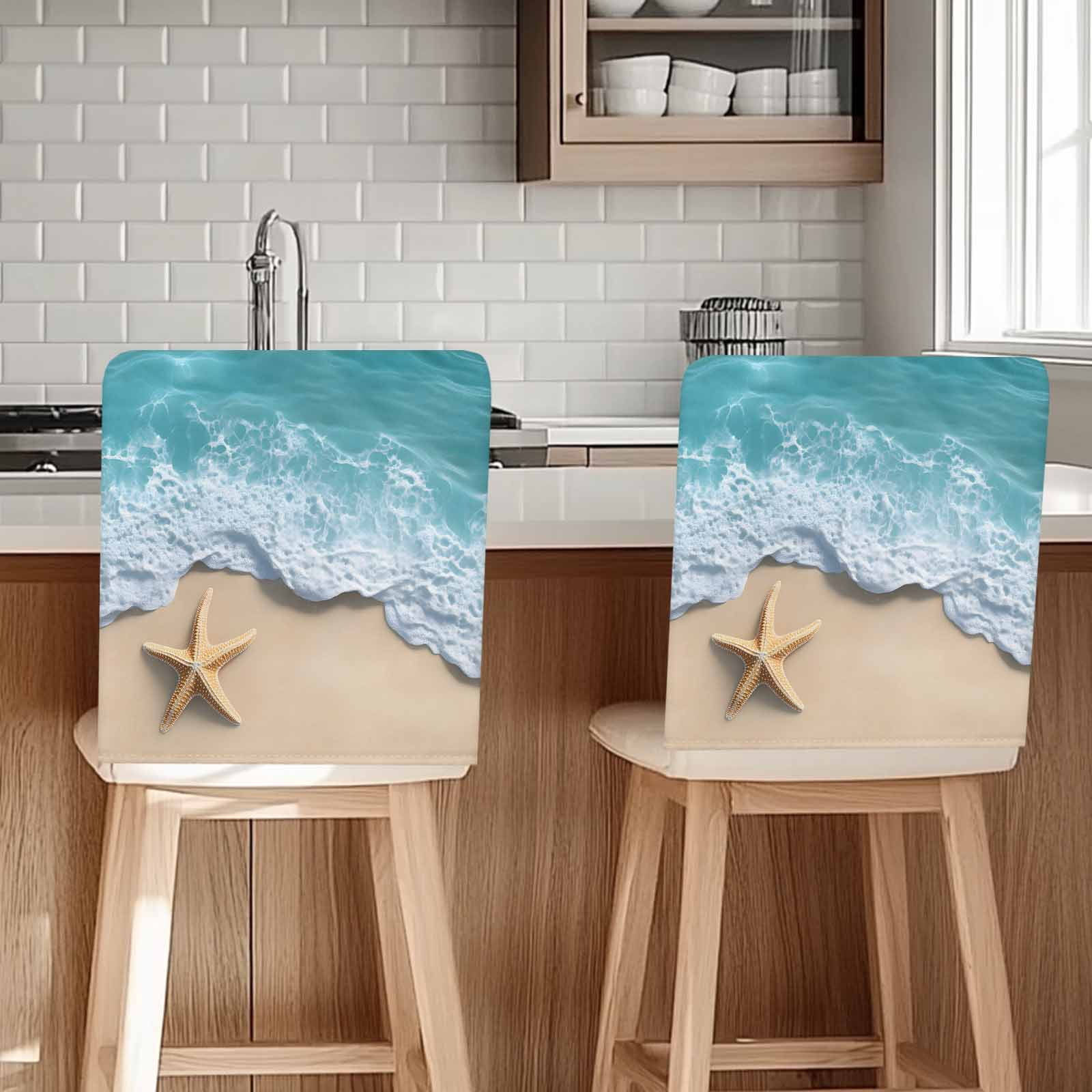 Summer Starfish Chair Covers Set of 8 Coastal Beach Chair Back Covers ...