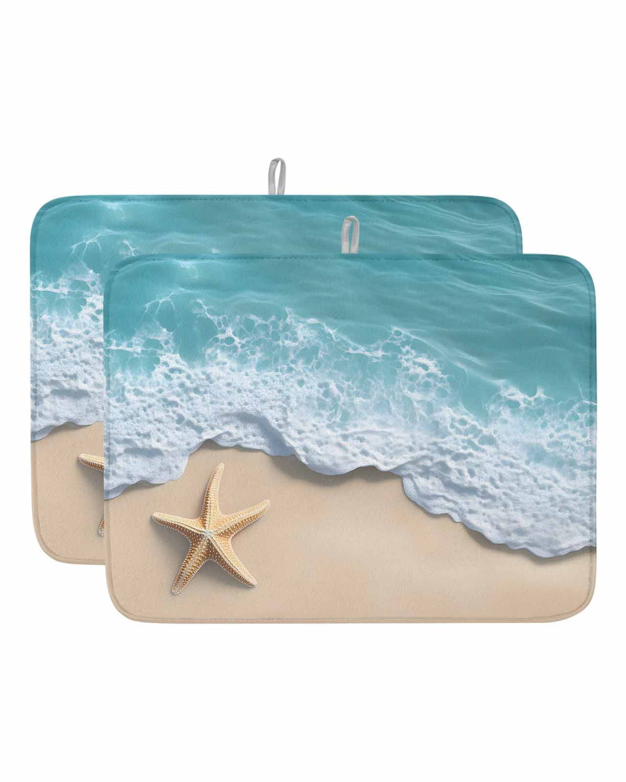 Summer Starfish Dish Drying Mat 18x24 inch Coastal Beach Ocean Nautical ...