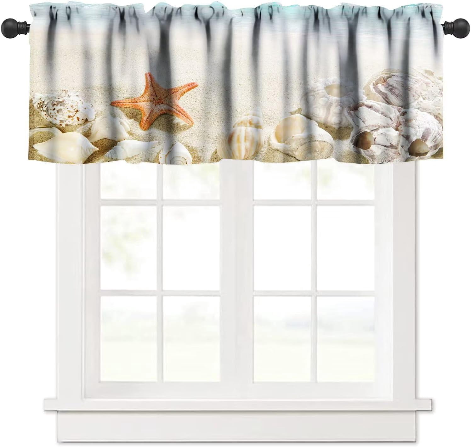 Summer Starfish Ocean Valance Curtain Beach Nautical Marine Seashells ...