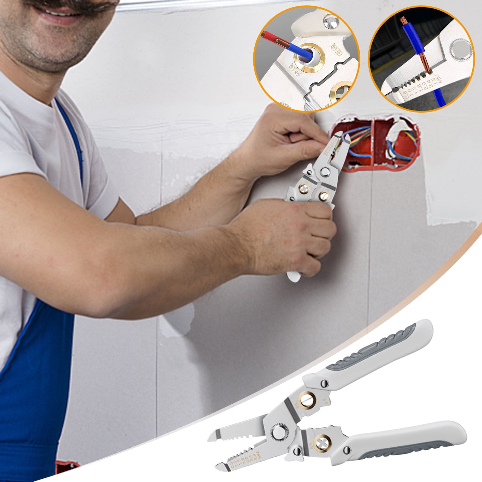 Summer Steals, Stripping Pliers, Electrician Cable Tool, Peeling + Pressing, Heavy-Duty Steel ...