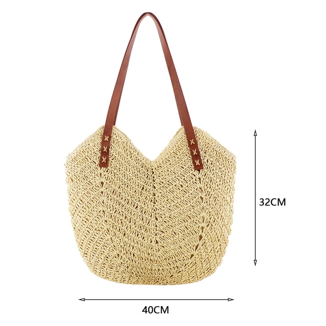 Summer Straw Bags for Women Straw Shoulder Bags Rattan Woven Top Handle ...