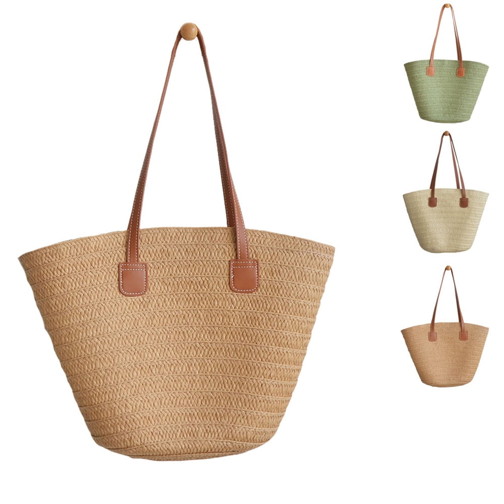 Summer Straw Handbags Women Shoulder Bags Hand-Woven Tote Female Beach ...