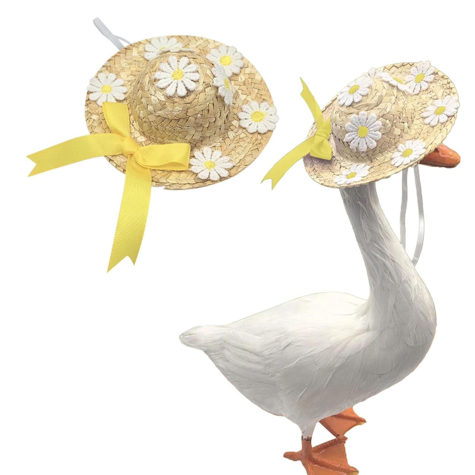 Summer Straw Hat for Porch Goose 23 Inch Cute Brimmed Hat with Bow ...