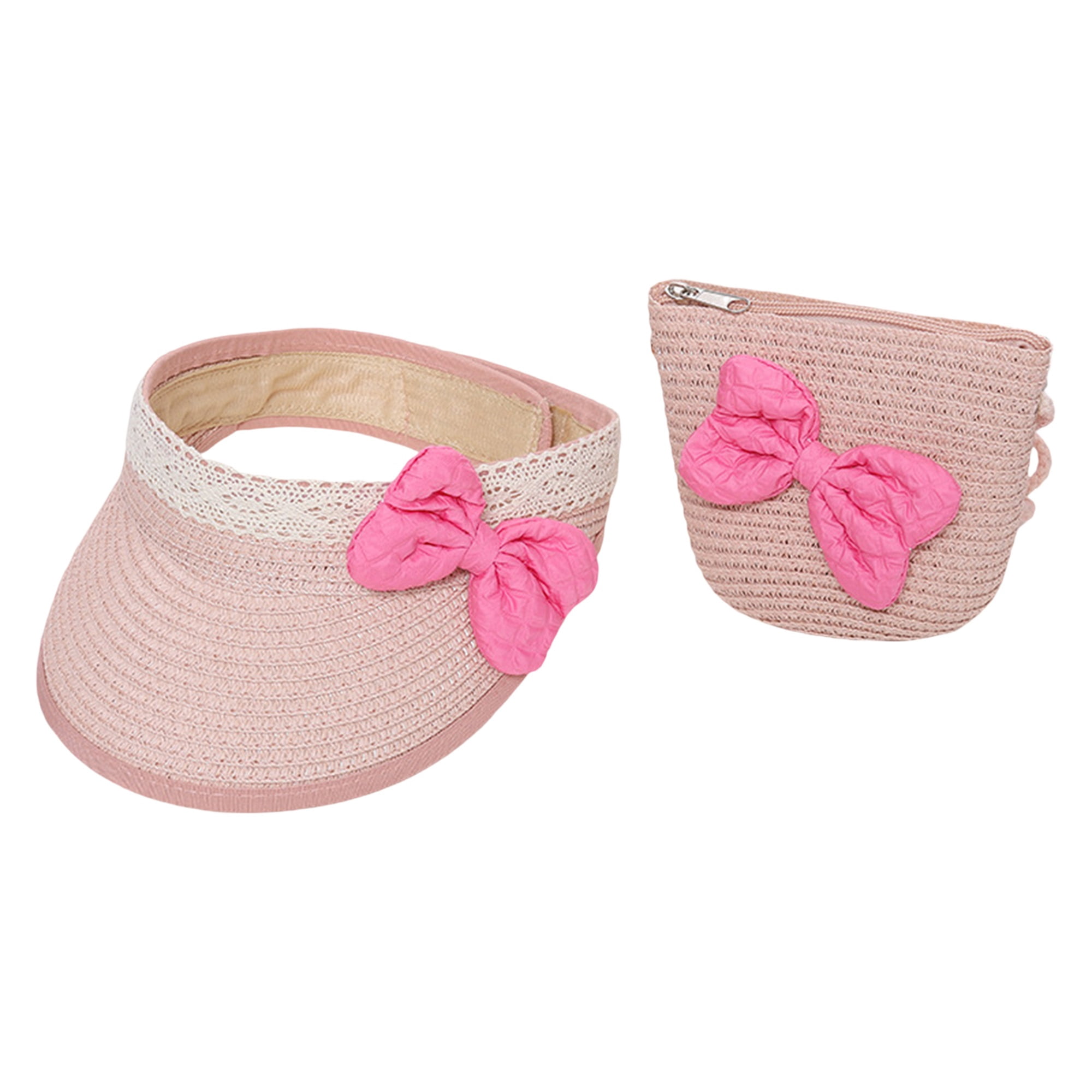 Summer Straw Hat Purse for Girls Wide Brim Beach Visor Hats with ...