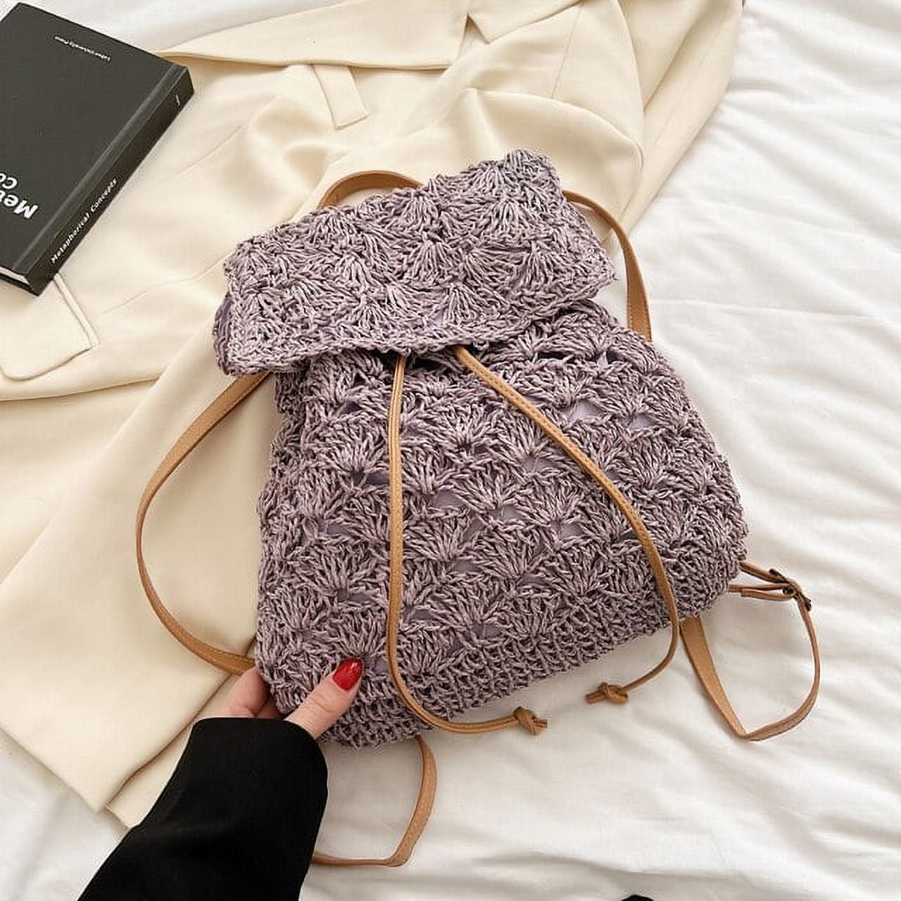 Summer Straw backpack Bag For Women Woven Handmade Handbag Large ...