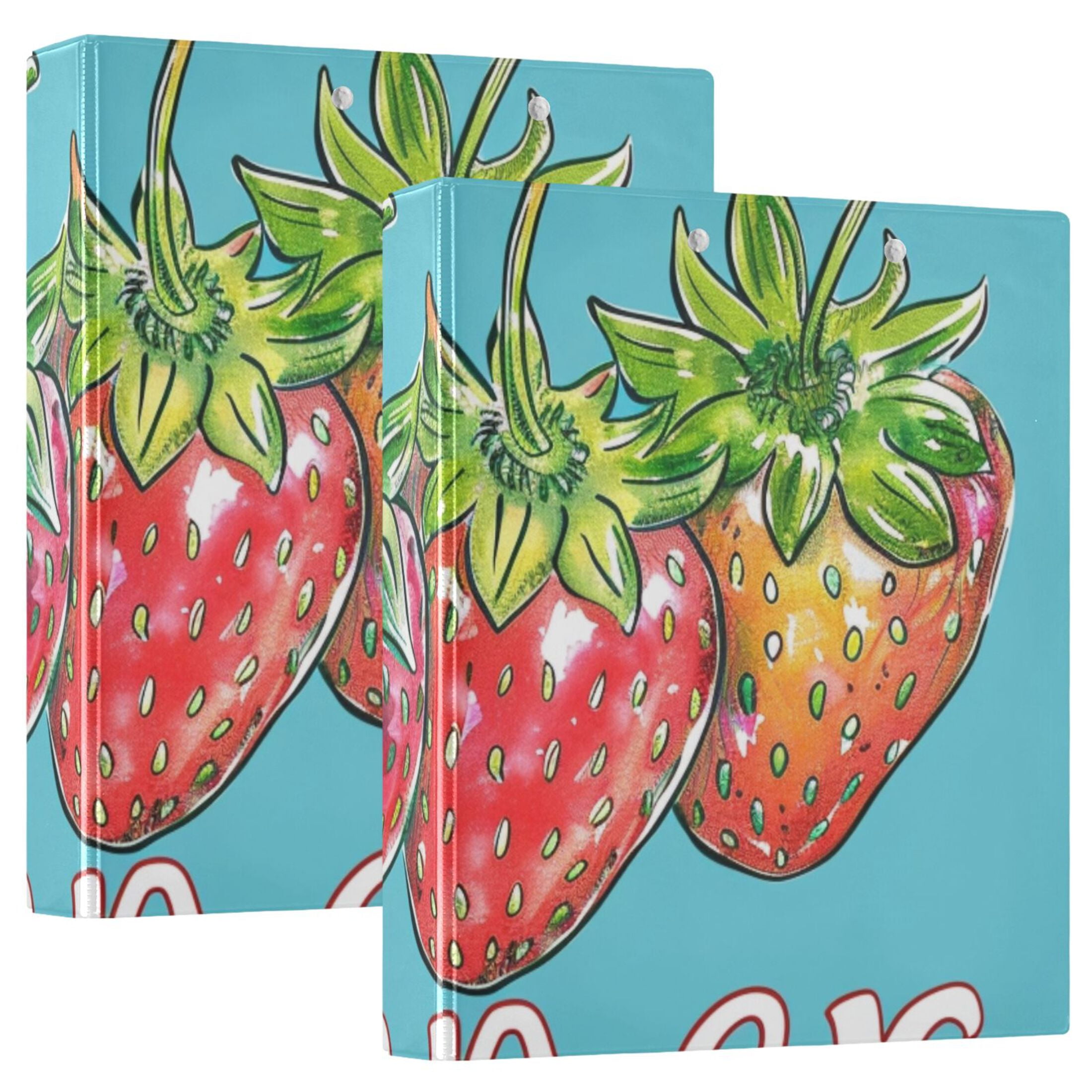 Summer Strawberries 3 Ring Binders 1.5 inch Hardcover File Folders with ...