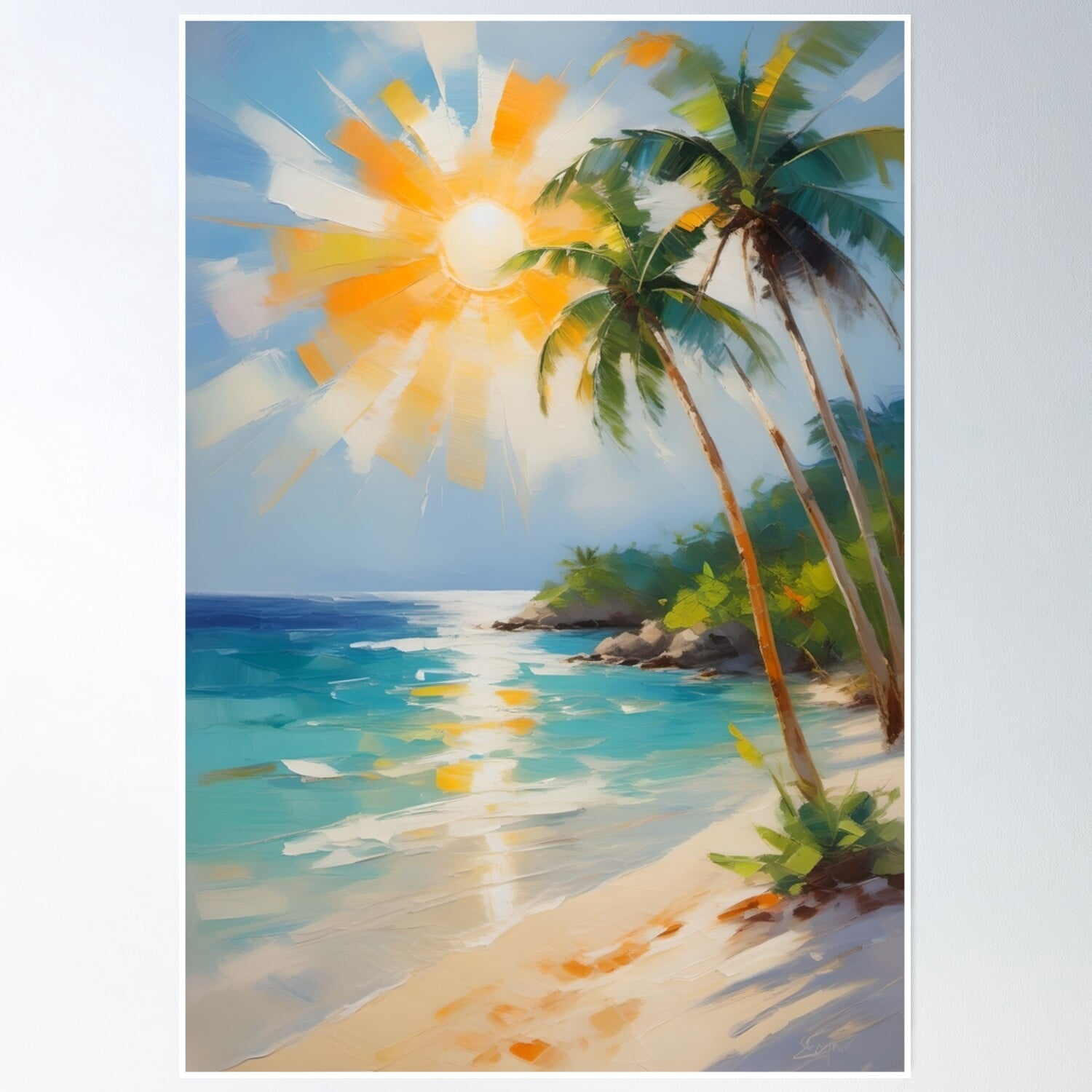Summer, Sun, Beach, Impressionist Painting Poster Wall Art, Modern Wall ...