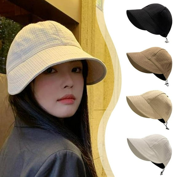 Beige Men Women Unisex Solid Color Foldable Mesh Sun Hat Fisherman Hat ...