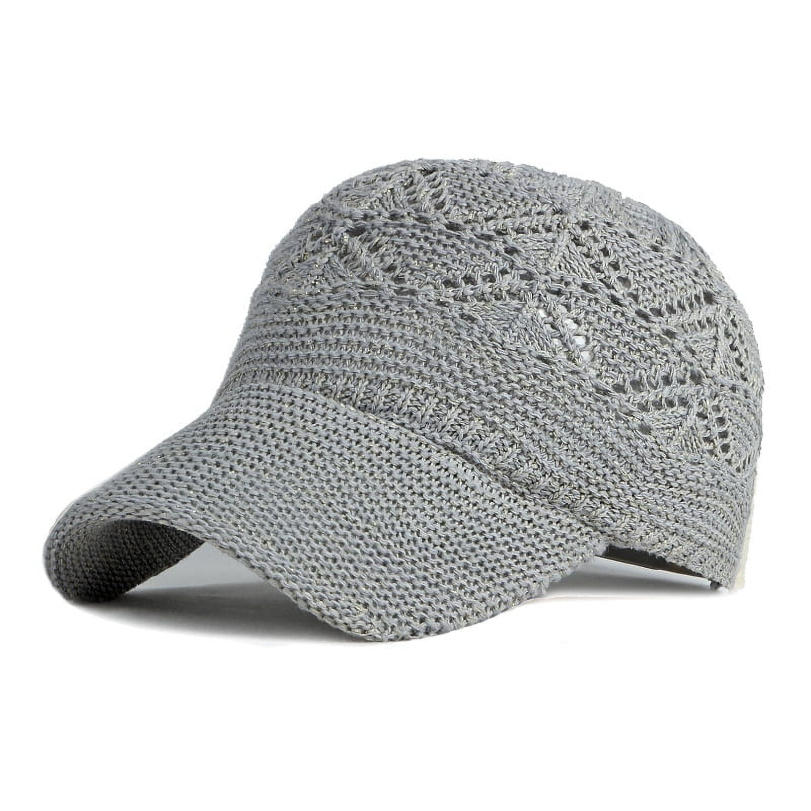 Summer Sun Hat Women's Hollow Baseball Caps Breathable Knitting Caps ...