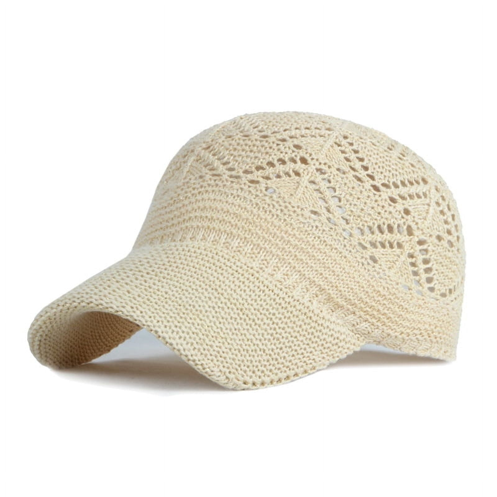 Summer Sun Hat Women's Hollow Baseball Caps Breathable Knitting Caps ...