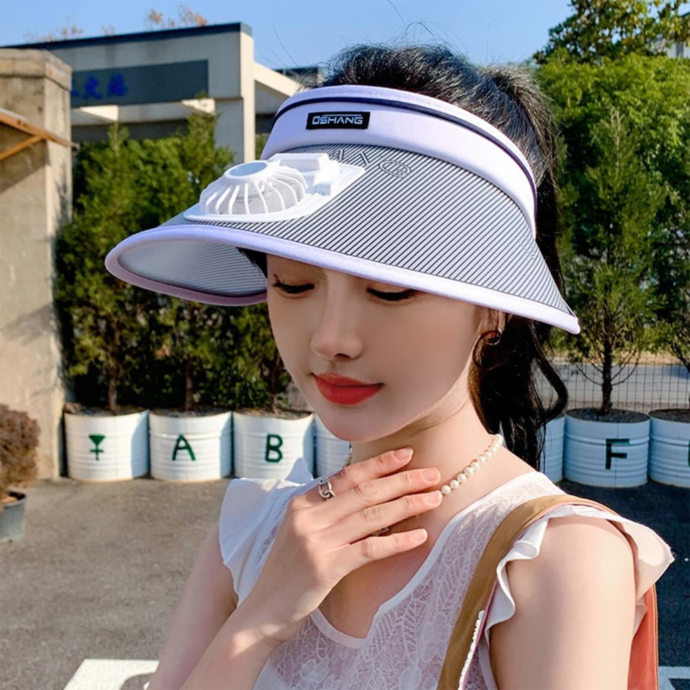 Summer Sun Protection Cap Large Eaves With Fan Empty Hat Beach Sun Hat ...