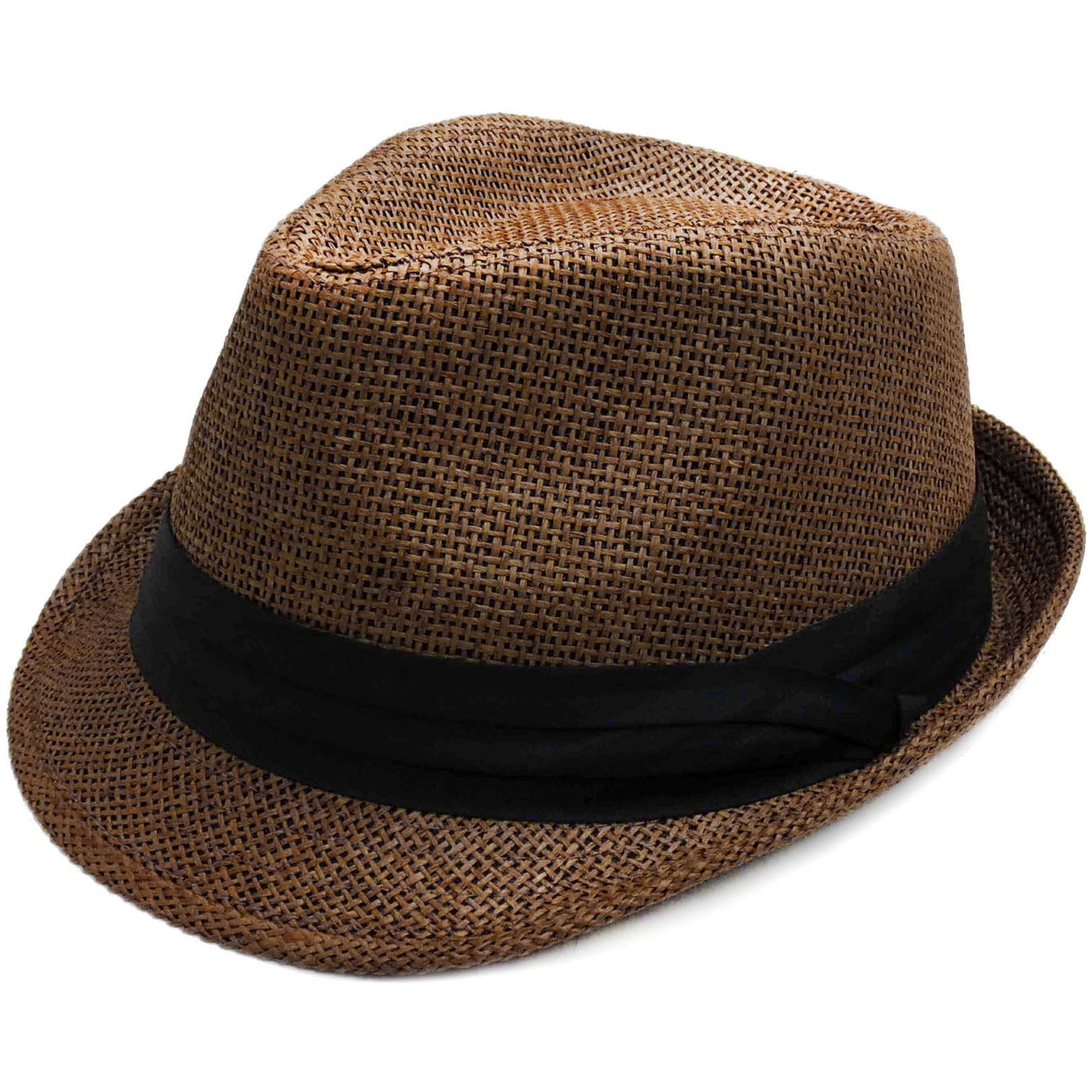 Summer Sun Short Brim Straw Fedora Hat, 756_Brown SM - Walmart.com