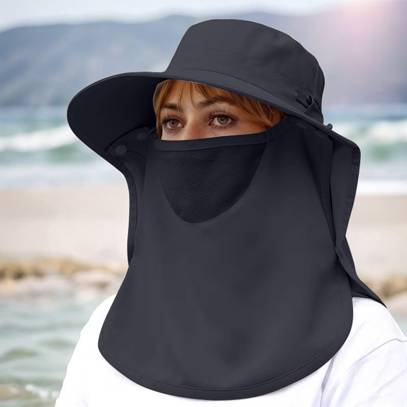 Summer Sun Wide Brim Hat With Cape For Women Deaconess Hat Visor ...