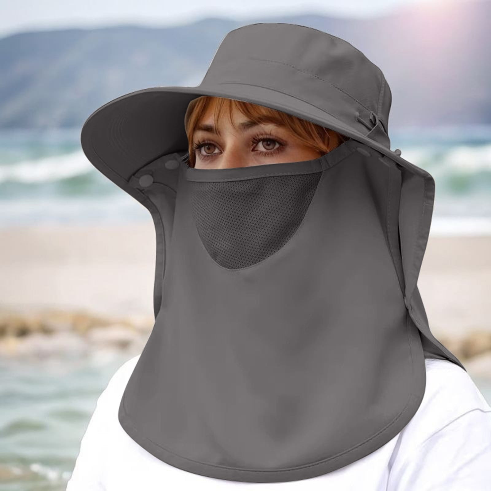 Summer Sun Wide Brim Hat With Cape For Women Desert Hat Mens Floppy Hat ...