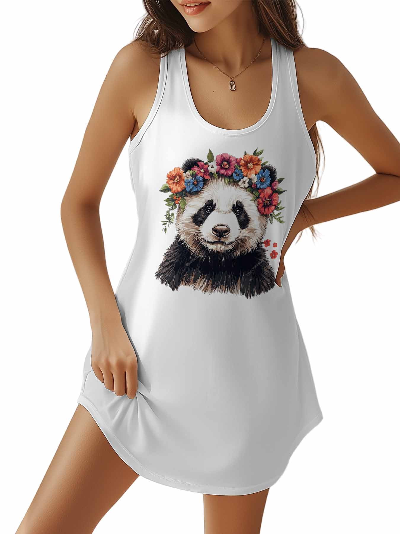 Summer Sundress for Women A Panda With A Wreath On Its Head Colorfoul ...
