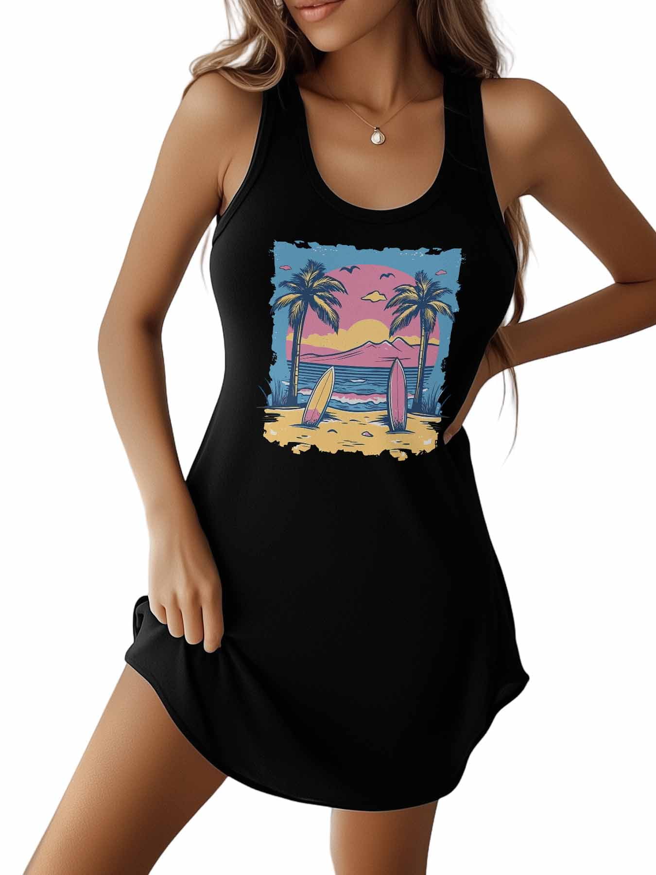 Summer Sundress for Women Beach Surfing Paradise Surfboard Surf Ocean ...