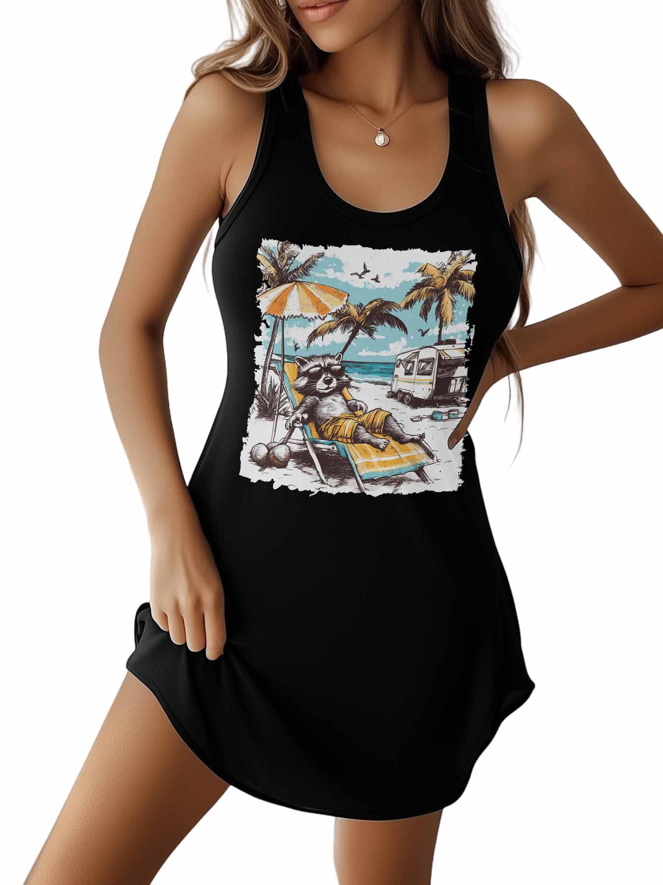 Summer Sundress for Women Beach Vacation Palm Tree Camping Car Funny ...