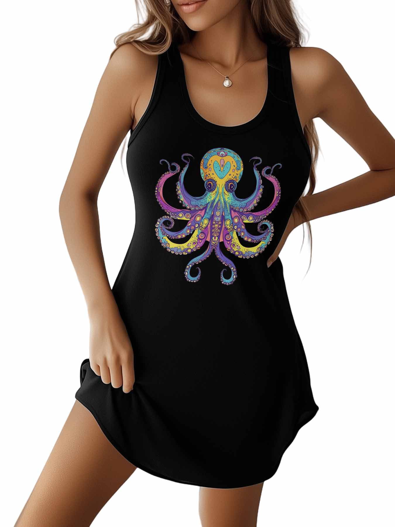 Summer Sundress for Women Boho Octopus Colorful Ocean Marine Life U ...