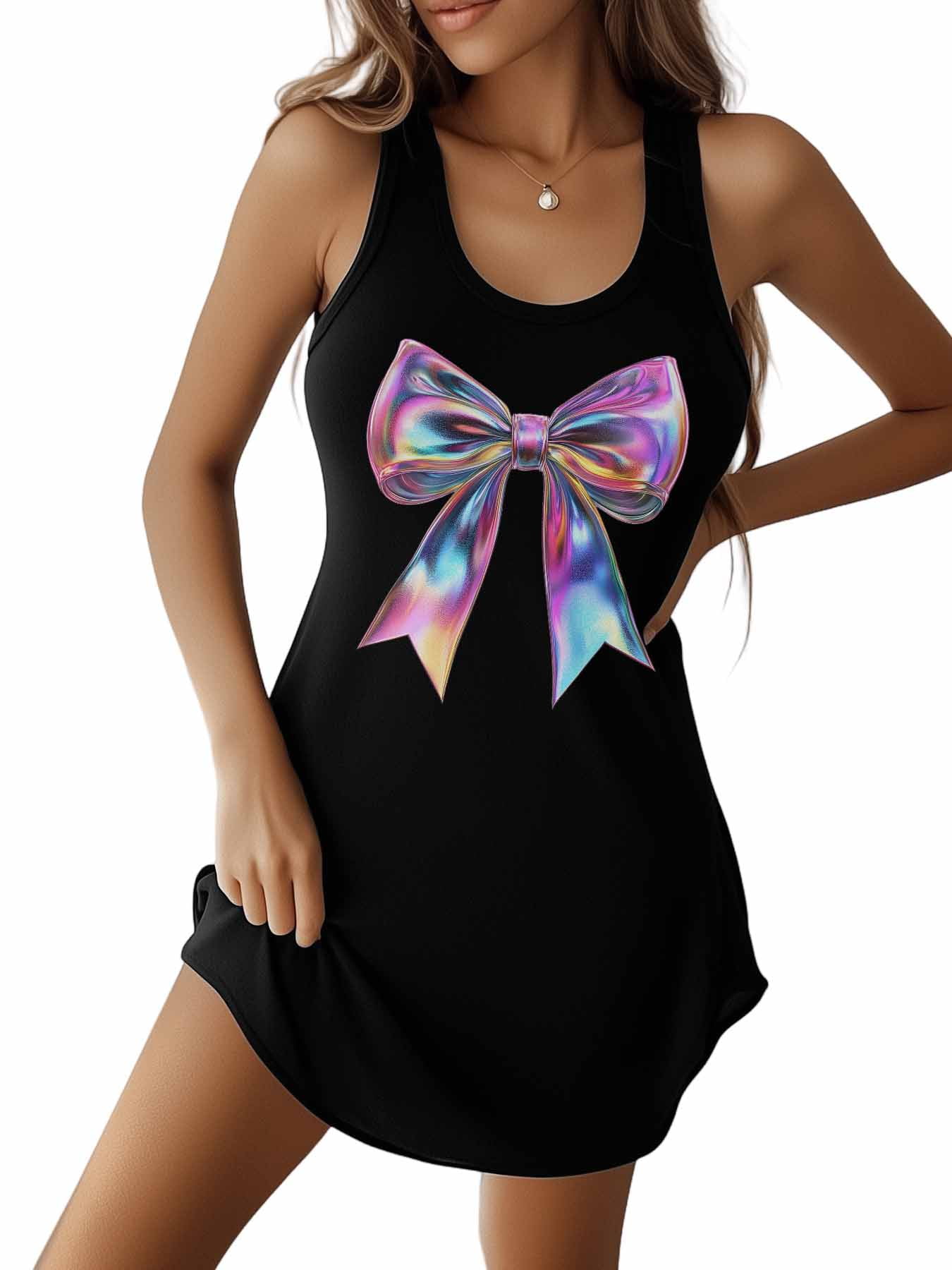 Summer Sundress for Women Carnival Theme Retro Colorful Dreamy Bow U ...