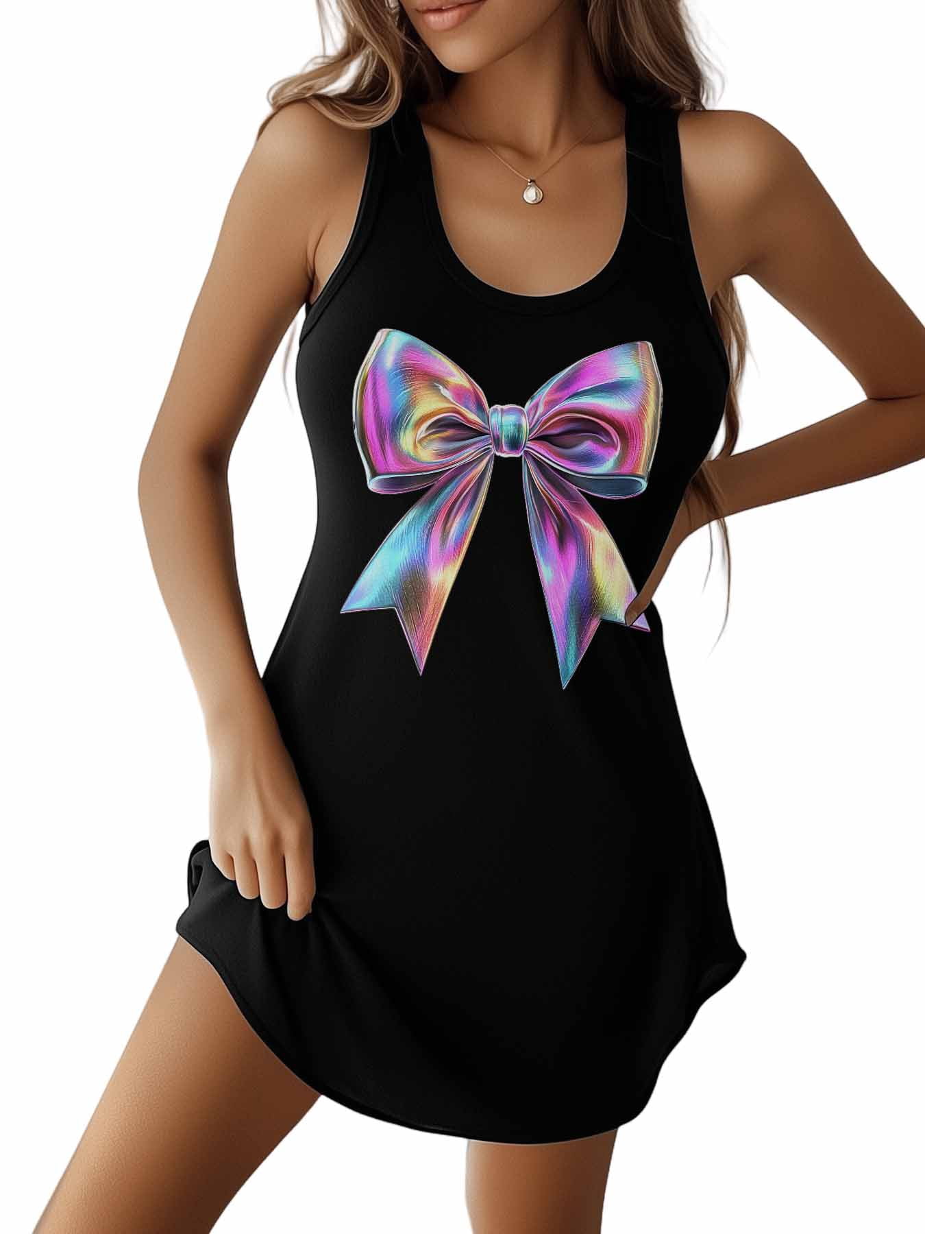 Summer Sundress for Women Carnival Theme Retro Dreamy Colorful Bow U ...