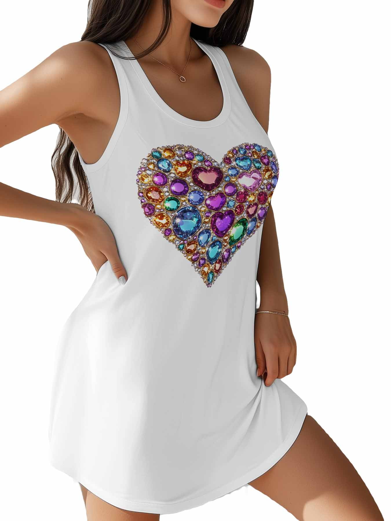 Summer Sundress for Women Love Diamond Modern Gorgeous Colorful Gem U ...