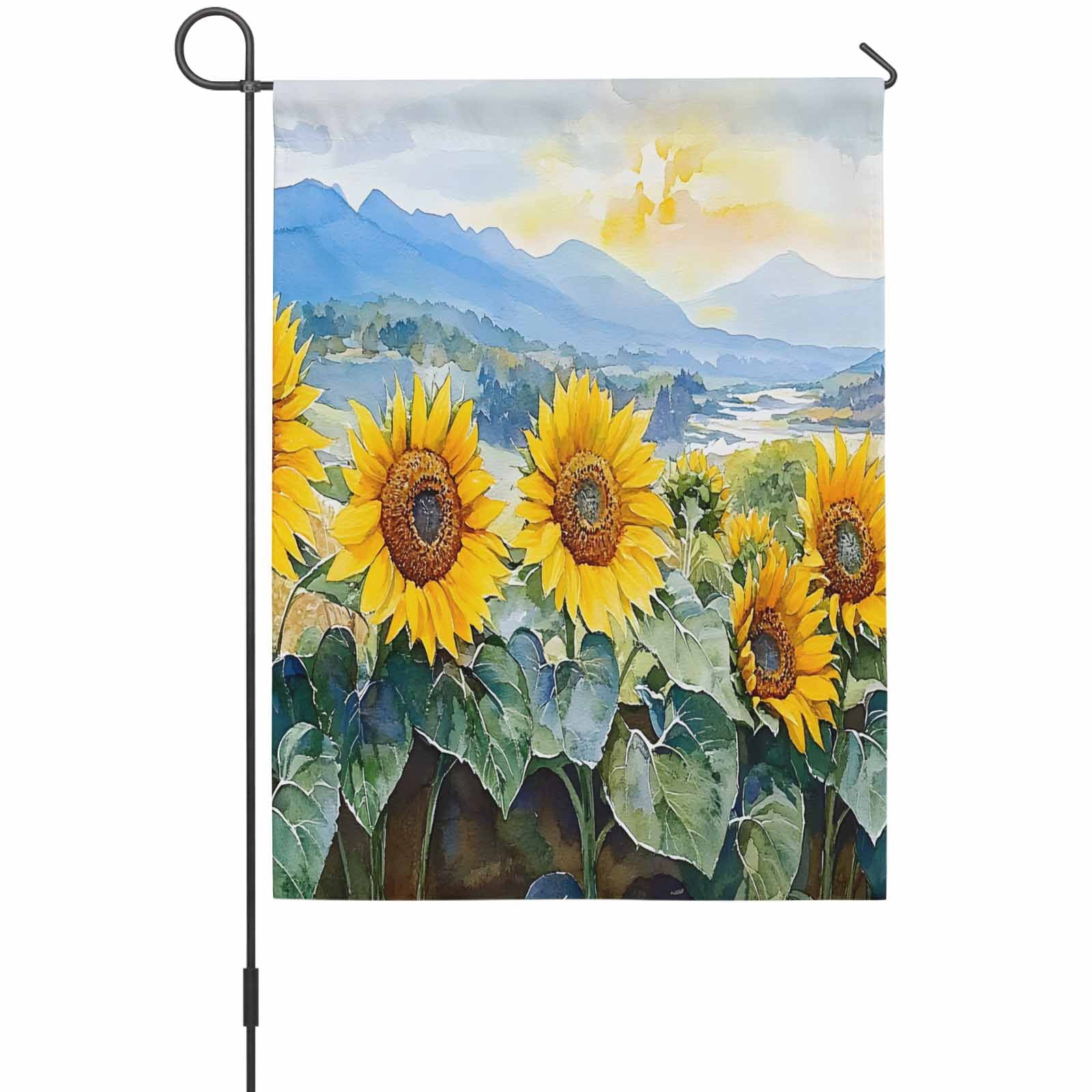 Summer Sunflower House Flags For Outdoor, Plant Mountain Nature Field ...