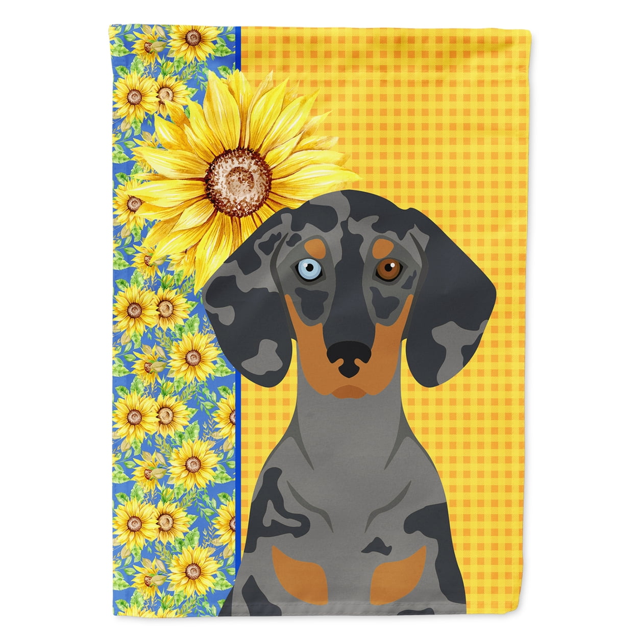 Summer Sunflowers Black Dapple Dachshund Flag Canvas House Size ...