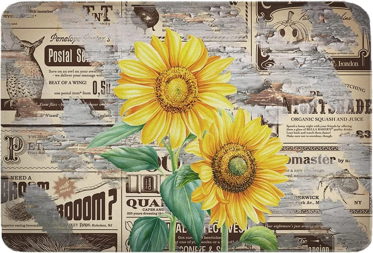 Summer Sunflowers Indoor Doormat Absorbent Floor Mats, Blooming Spring ...