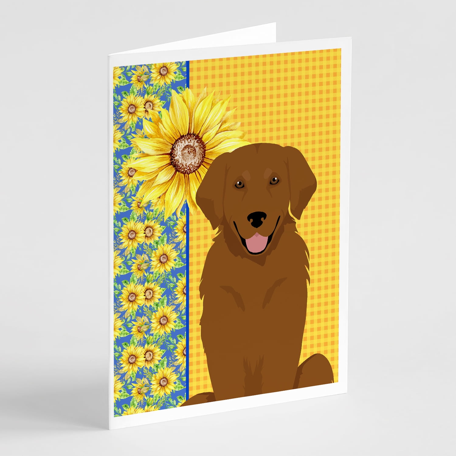 Summer Sunflowers Mahogany Golden Retriever Greeting Cards and ...