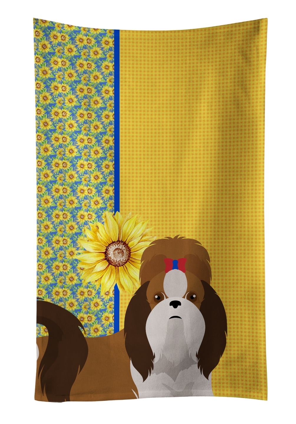 Summer Sunflowers Red and White Shih Tzu Kitchen Towel - Walmart.com