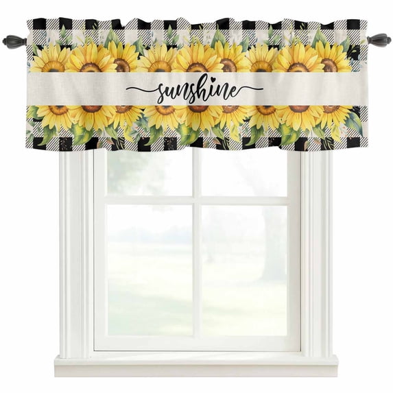 Summer Sunflowers Rod Pocket Curtain Valance, Country Botanical Florals ...