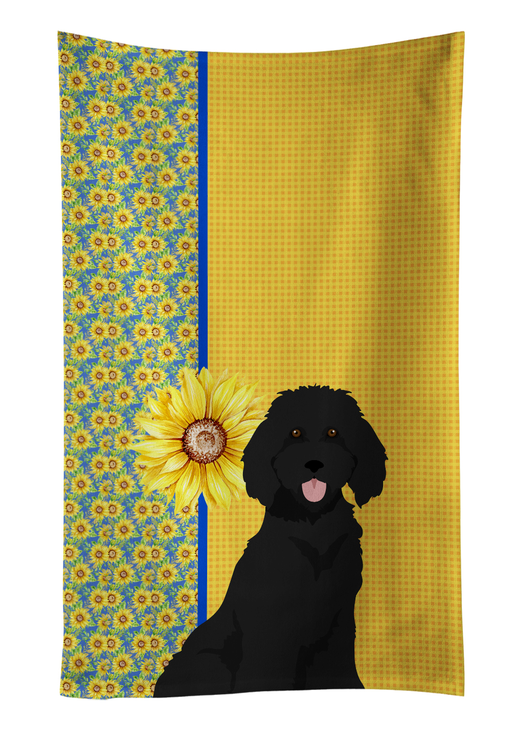 Summer Sunflowers Standard Black Poodle Kitchen Towel 15 in x 25 in ...