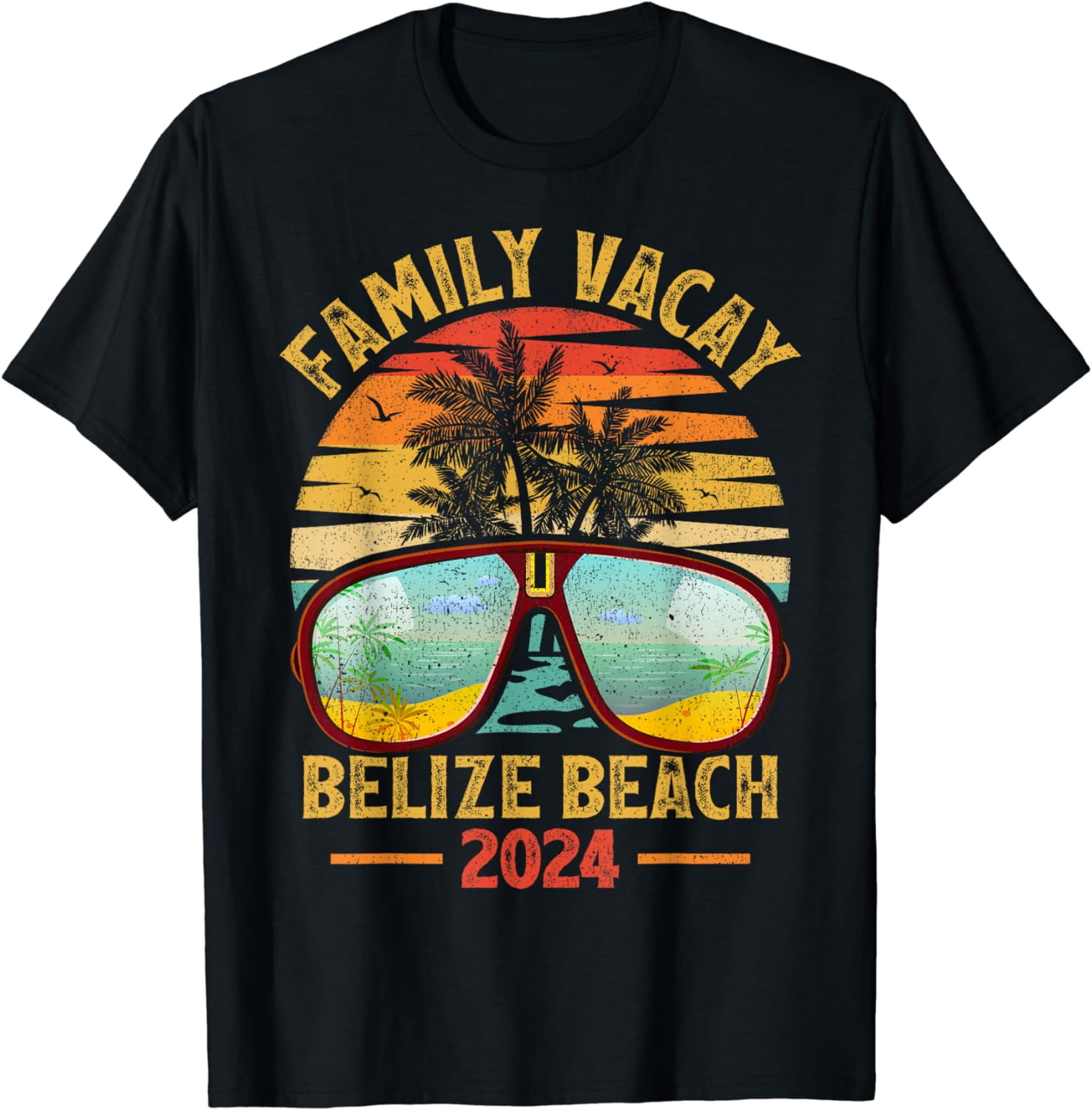 Summer Sunglass Family Vacation 2024 Belize Beach Cotton T-Shirt ...