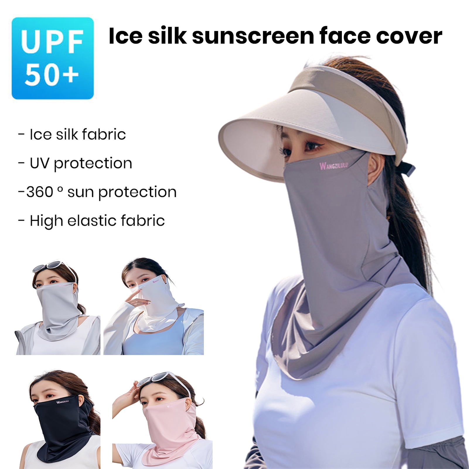 Summer Sunscreen Sun Protection Ice Silk Face Guard Outdoor Hanging Ear ...