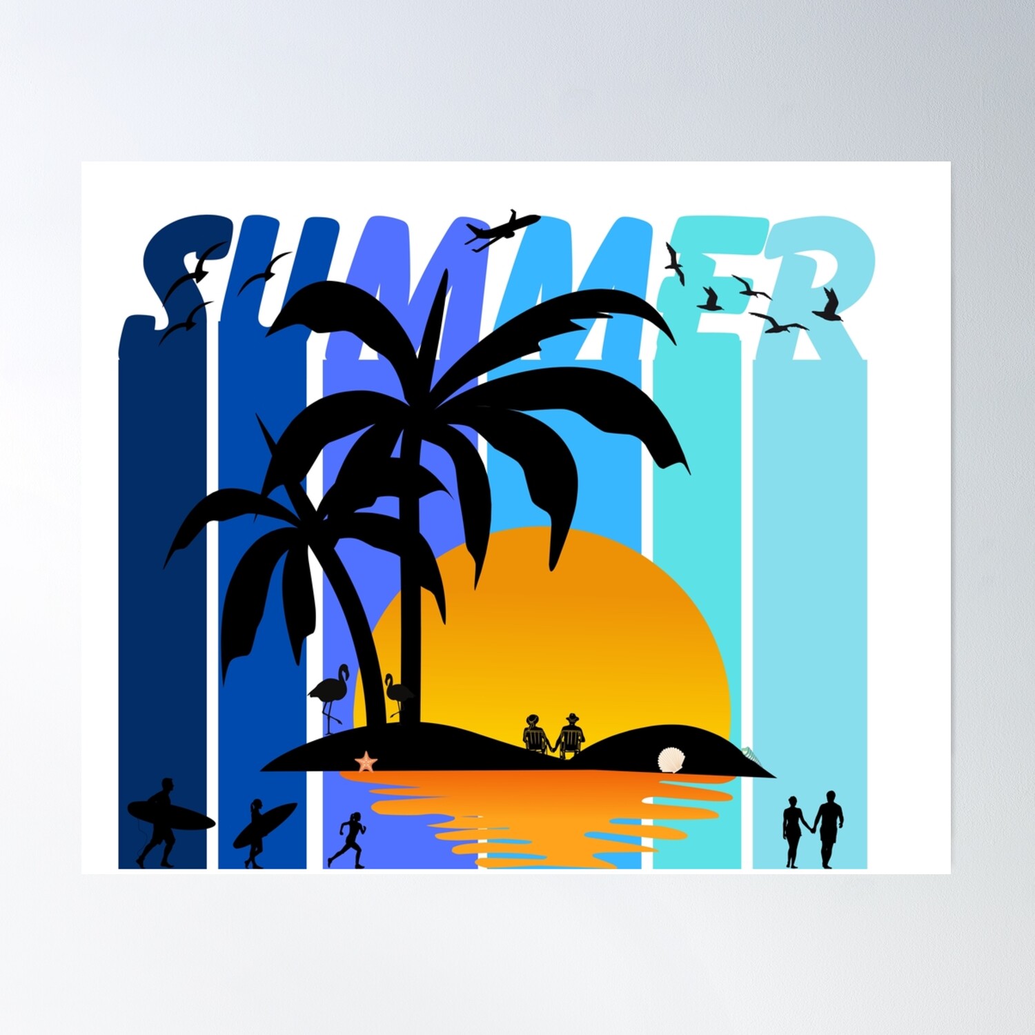 Summer Sunset Poster Wall Art, Modern Wall Decor, 12x18 UNFRAMED ...