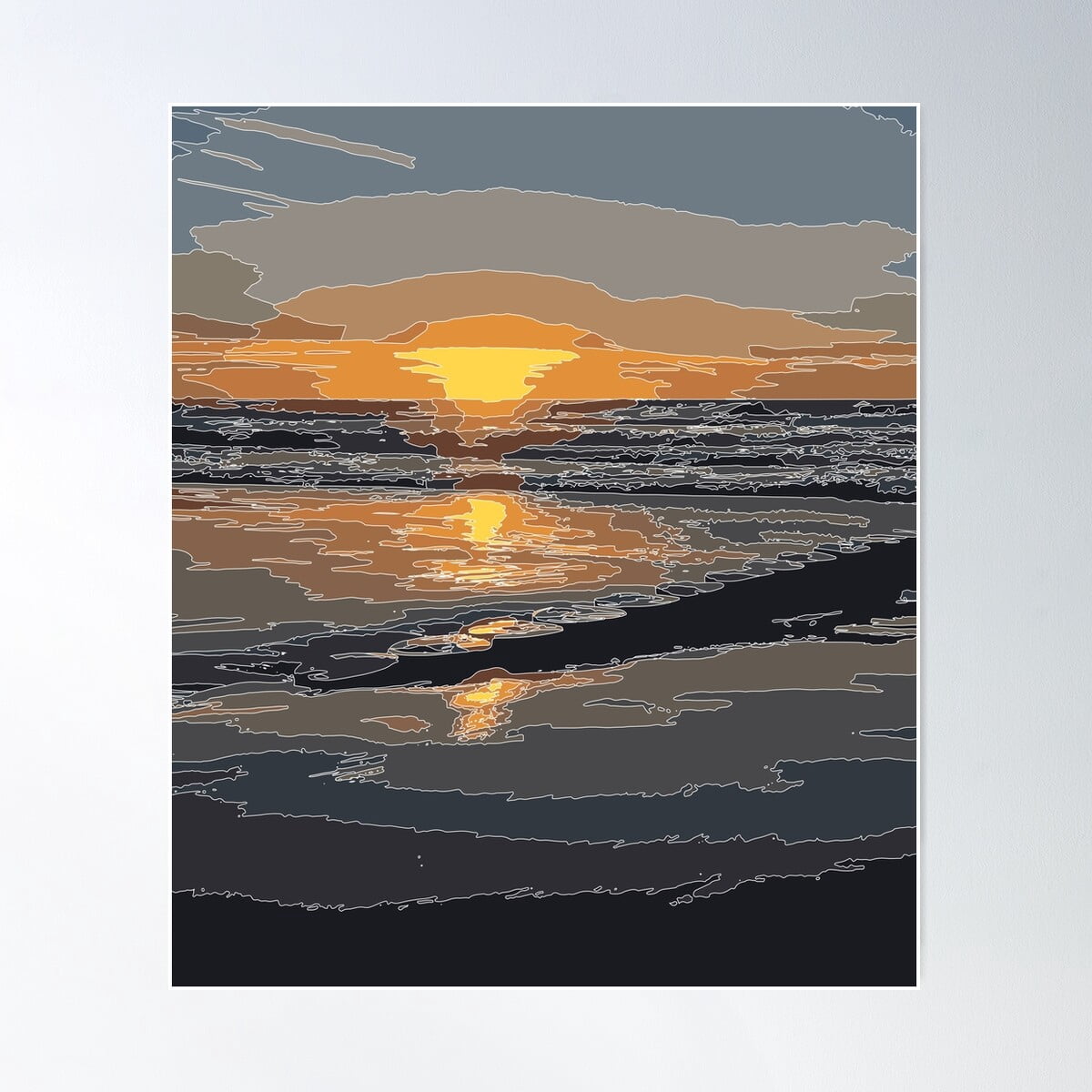 Summer Sunset Poster Wall Art, Modern Wall Decor For Living Room ...